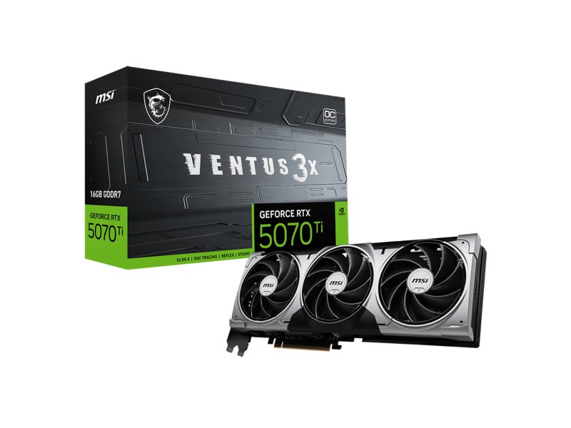 Видеокарта MSI Nvidia GeForce RTX 5070 Ti [RTX 5070 Ti 16G VENTUS 3X OC ...